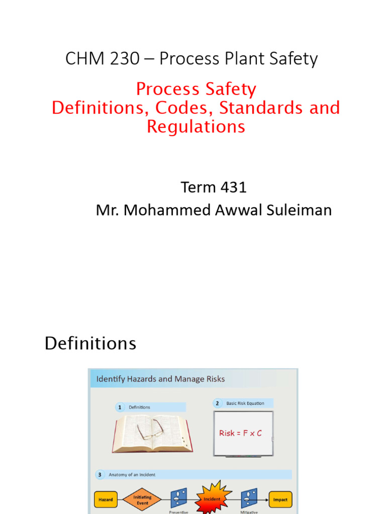 Process Safety Definition-Codes-Standards and Regulations | PDF ...