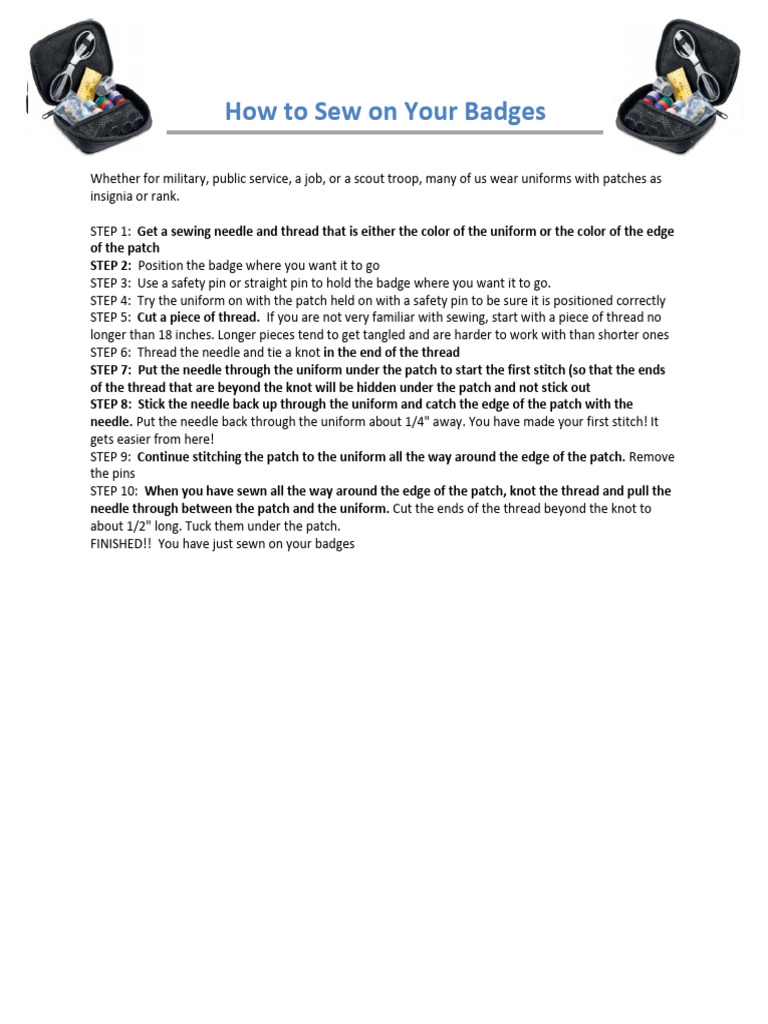 How To Sew On Your Badges | PDF | Lifestyle