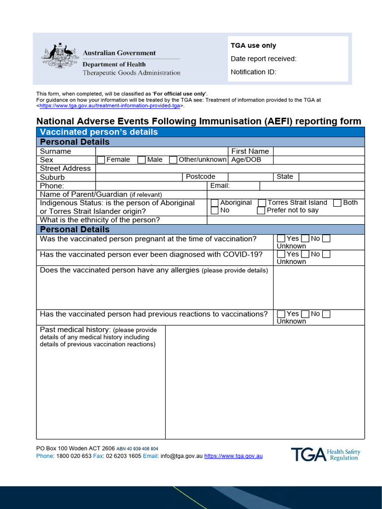 AEFI Reporting Form Guide | PDF | Injection (Medicine) | Adverse Effect