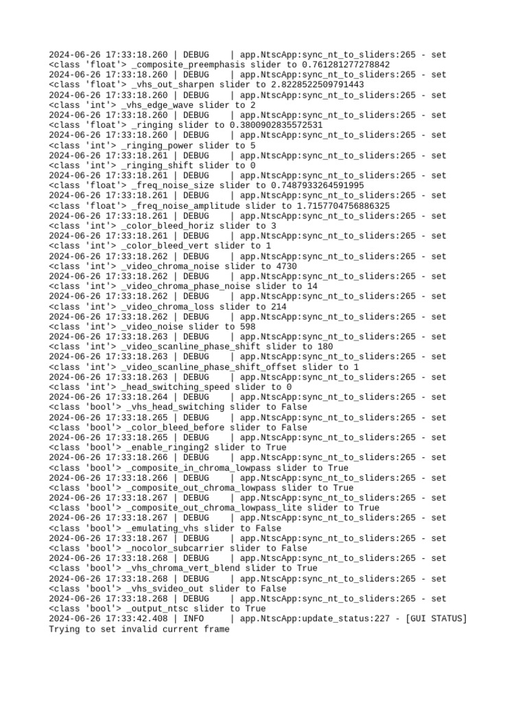 NTSCQT Last Debug Log | PDF
