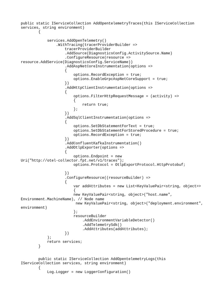 Sample Code Opentelemetry Pdf Computing Computer Science