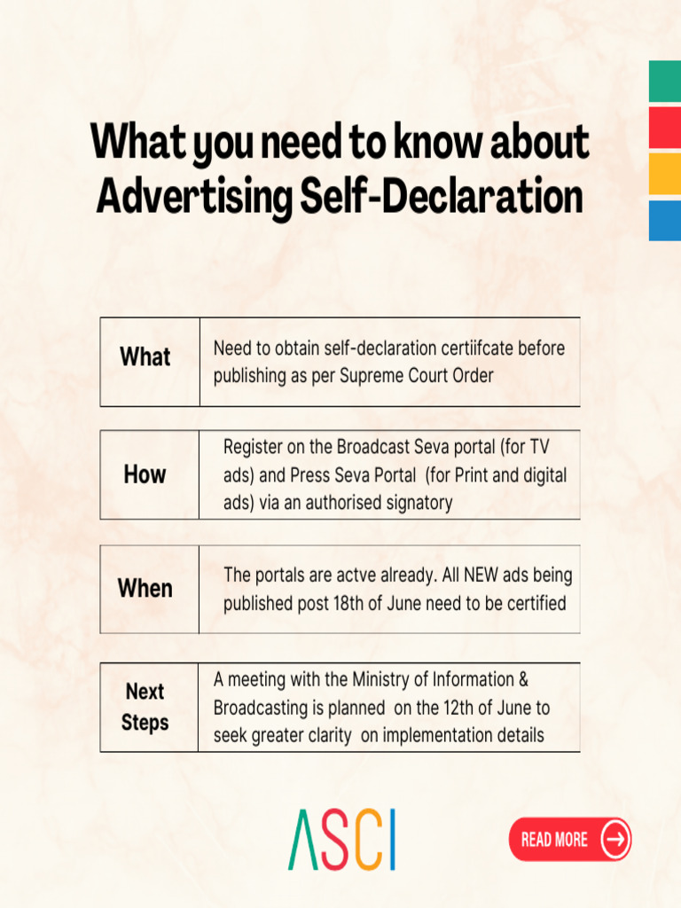 FAQs On Self-Declaration Certifications - Supreme Court Judgement On Advertisement | PDF ...