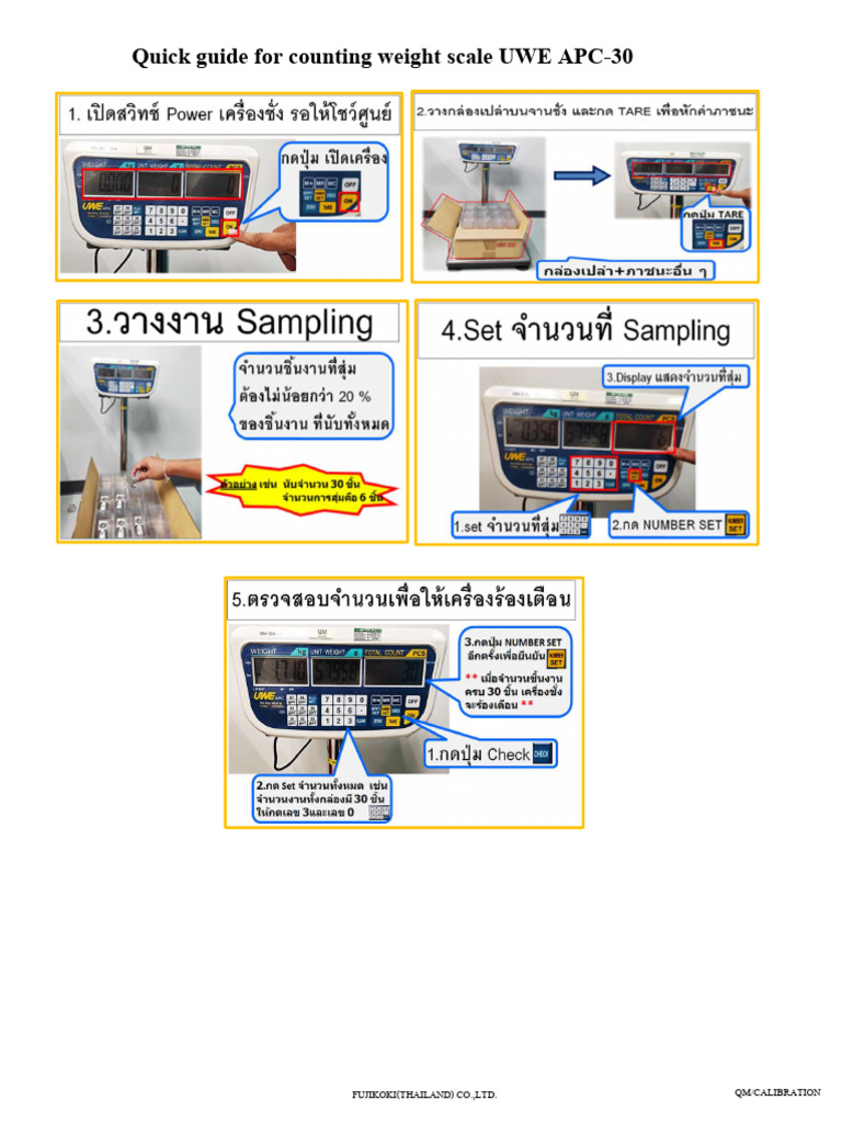 Quick Guide For Counting Weight Scale UWE APC-30 | PDF