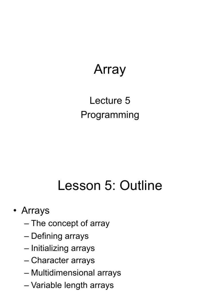 Lecture5 - Array | Download Free PDF | Integer (Computer Science) | Data Type