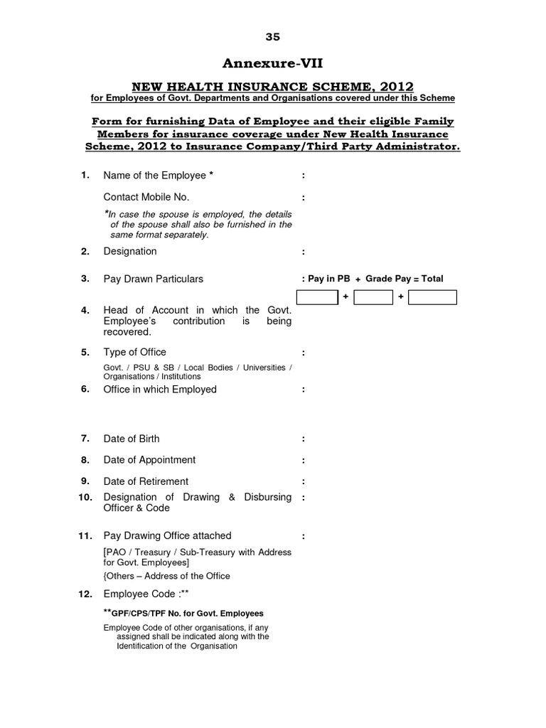 NEW HEALTH INSURANCE SCHEME Application form | PDF | Employment