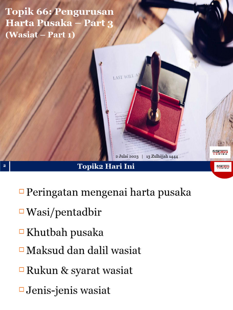 Ceramah 66 - Pengurusan Harta Pusaka - Part 3 | PDF