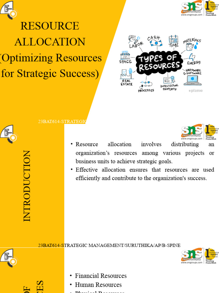 RESOURCE ALLOCATION (Optimizing Resources for Strategic Success) | PDF ...