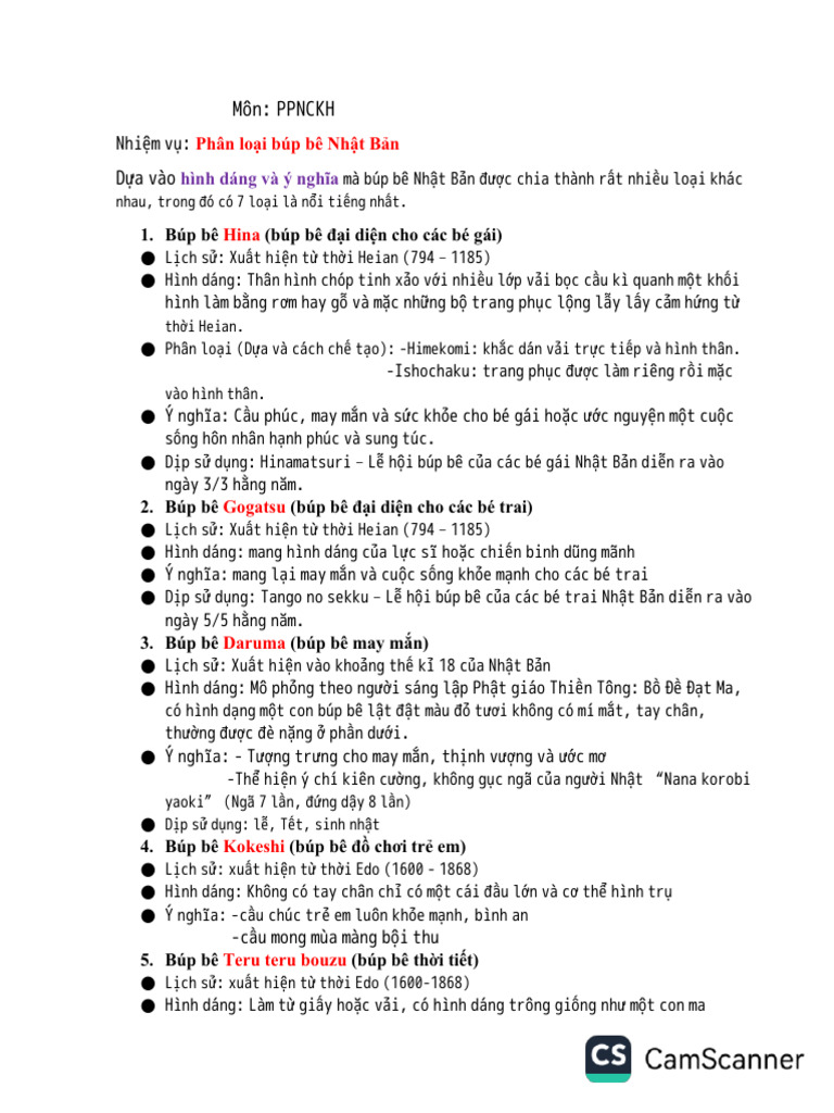 Búp bê Nhật Bản NCKH | PDF