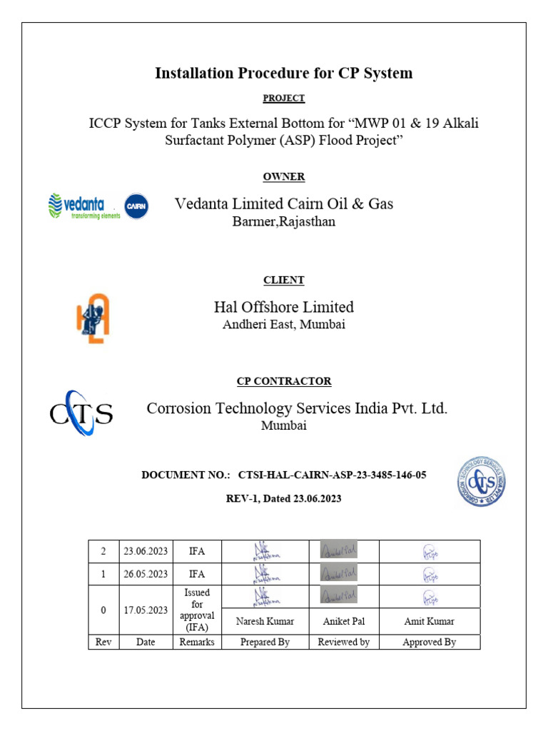 ICCP System Installation Procedure Guide | PDF | Corrosion | Electricity