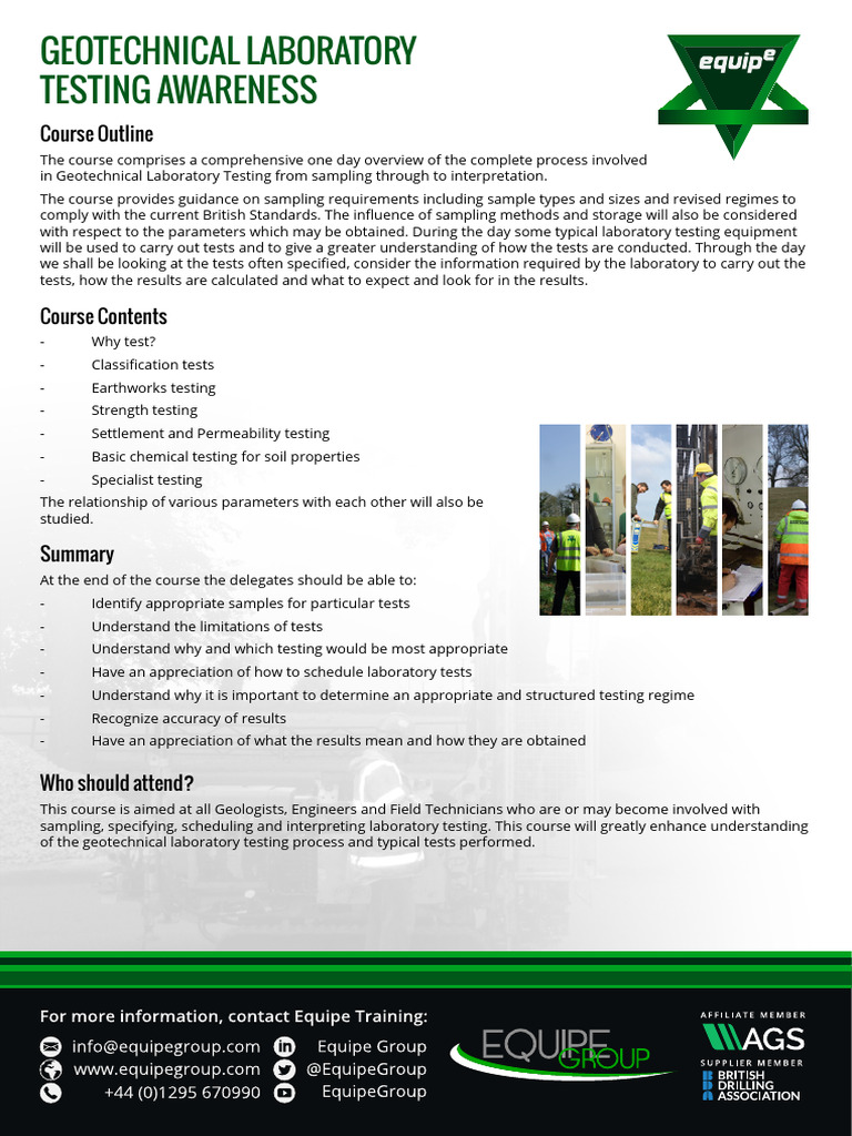 Geotechnical Lab Testing Course Overview | PDF
