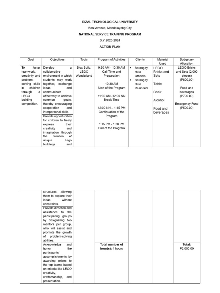 Action Plan - Blox Build | PDF | Creativity | Behavioural Sciences