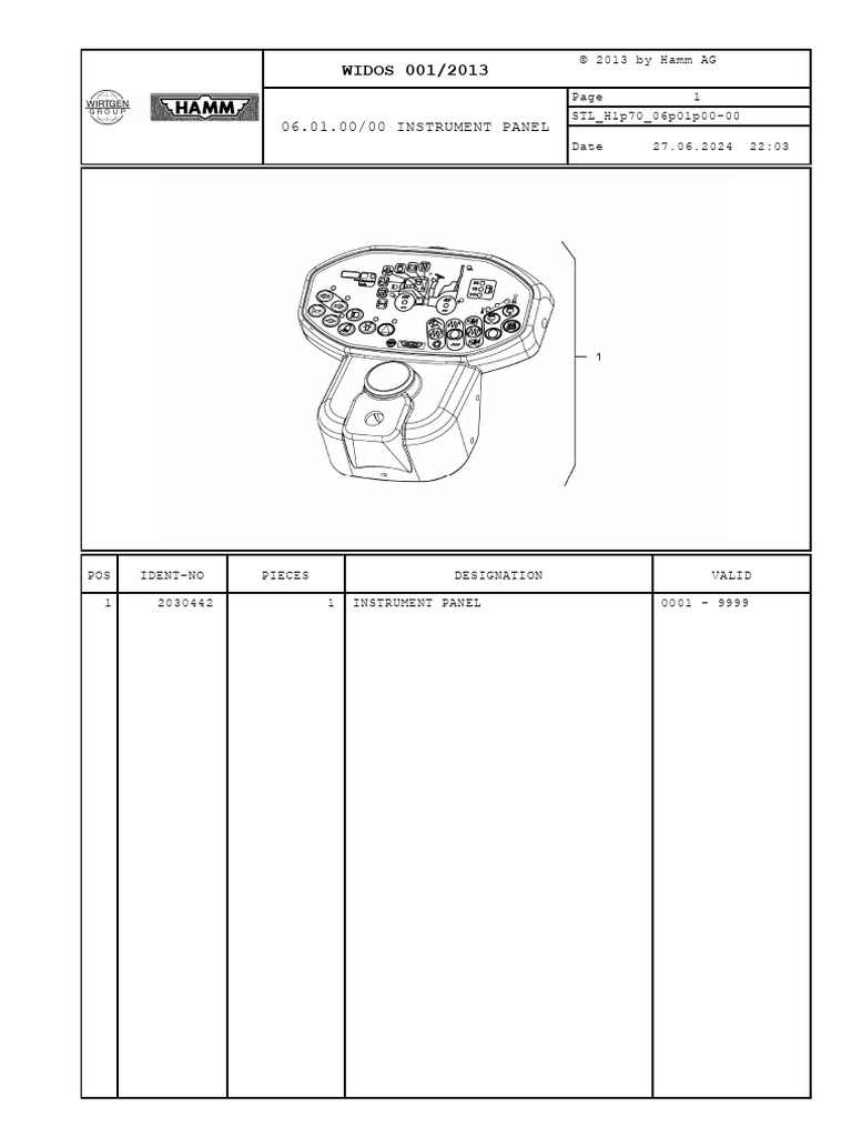 Widos 001/2013: 06.01.00/00 Instrument Panel | PDF
