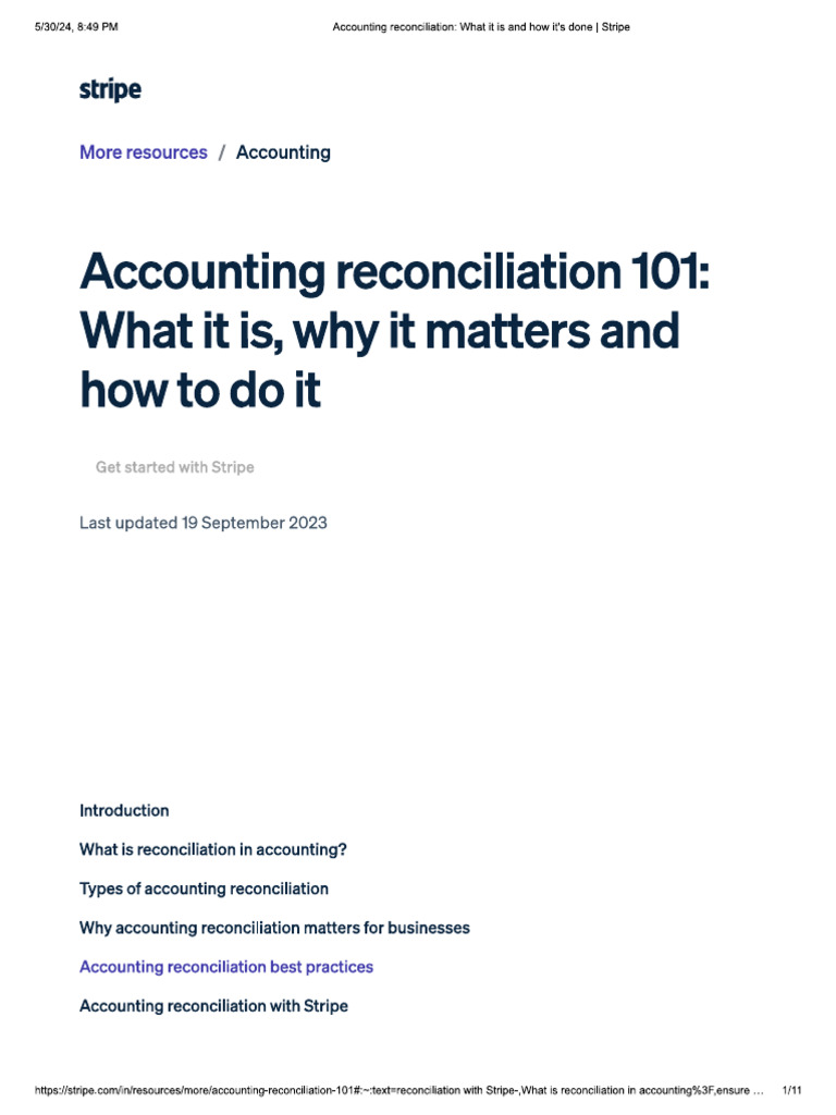 Accounting Reconciliation | PDF