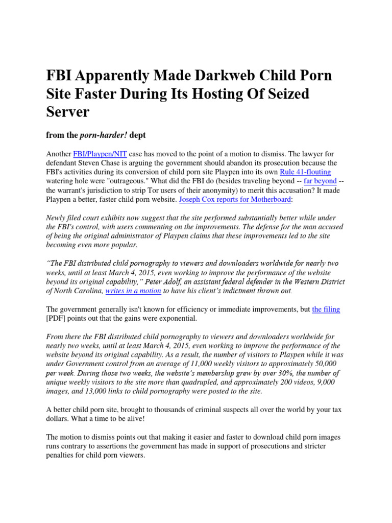 FBI Apparently Made Darkweb Child Porn Site Faster During Its Hosting of Seized Server ...