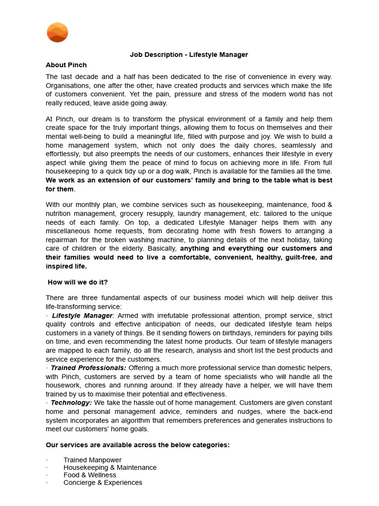 JD - Lifestyle Manager | PDF | Mindset