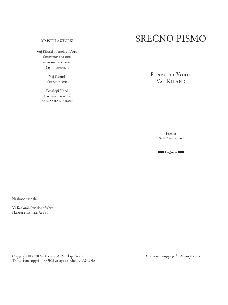 Srećno Pismo: Penelopi Vord Vaj Kiland | PDF
