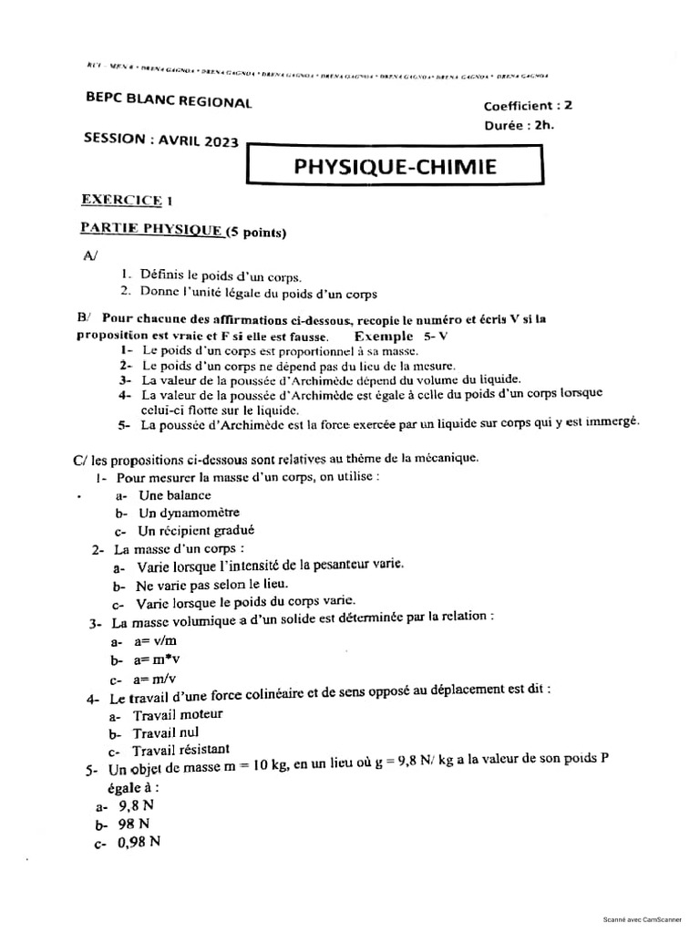 Bepc Blanc 2023 PC Bouaflé Et Sinfra | PDF