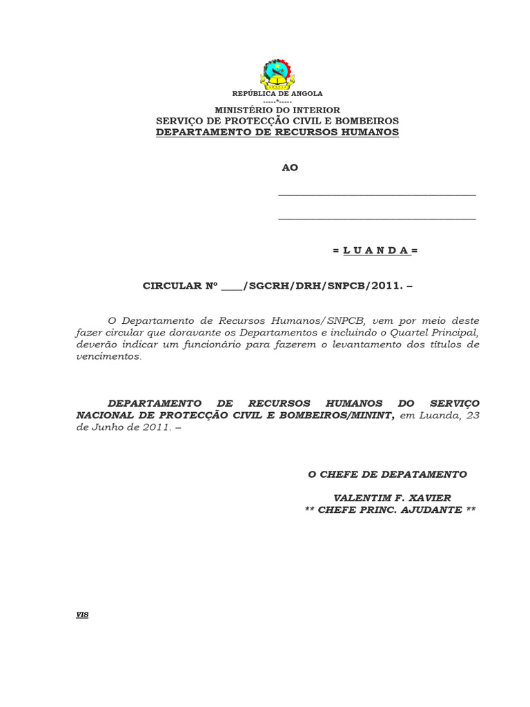 CIRCULAR | PDF | Gestão de recursos humanos | Angola