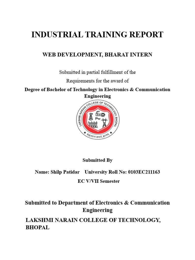 Web Development Training Report | PDF | Art | Technology & Engineering