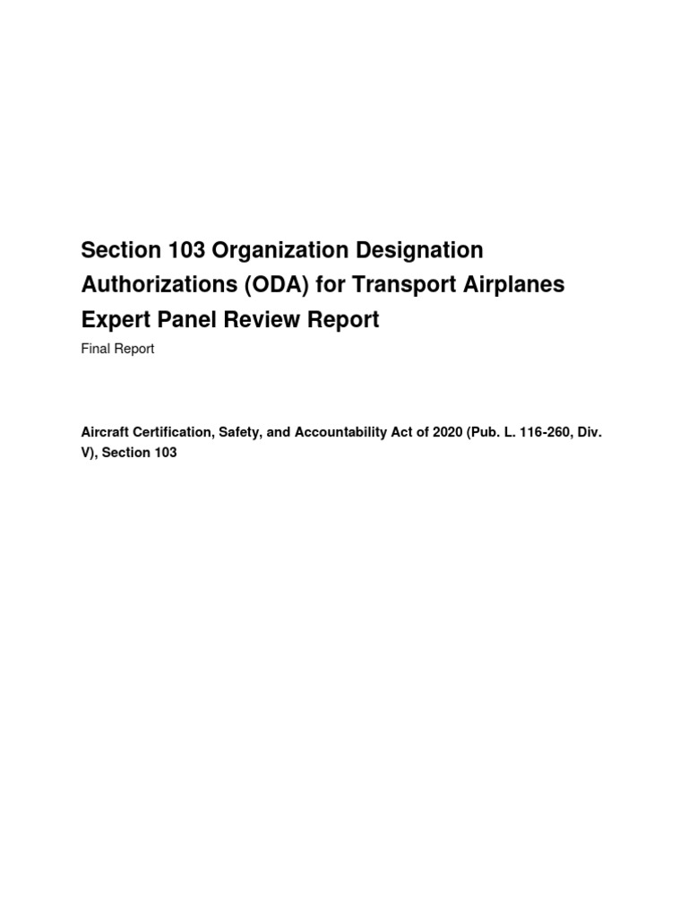 Organization Designation Authorizations (ODA) For Transport Airplanes ...