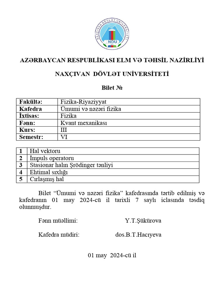Kvant - Imtahan Biletləri. Son | PDF