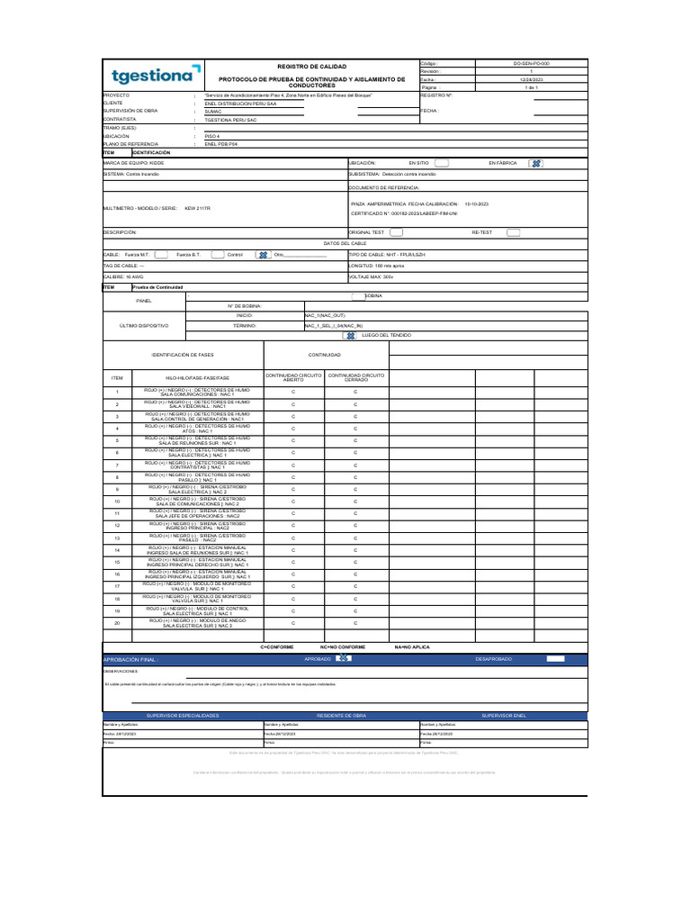 PT-REG-AL-Prueba de Continuidad NAC REV1 | PDF | Ingenieria Eléctrica