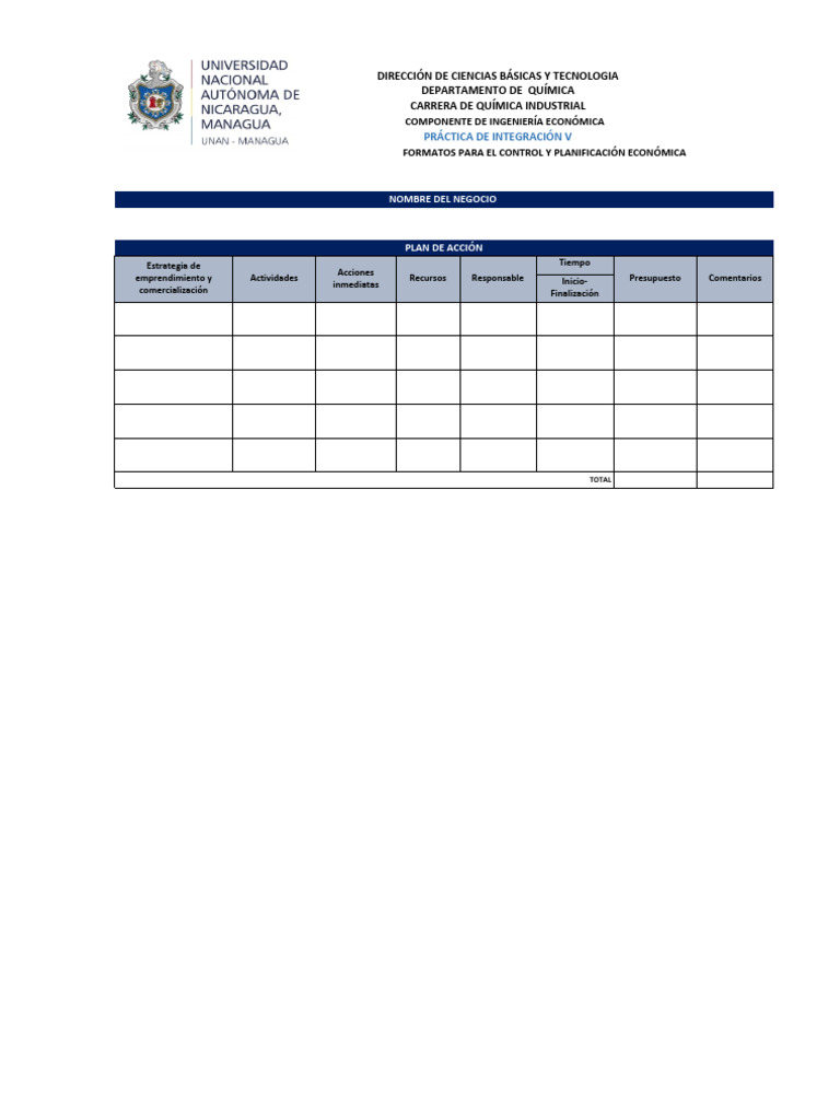 Formatos para El Control y Planificación Económica | PDF | Análisis FODA | Economias