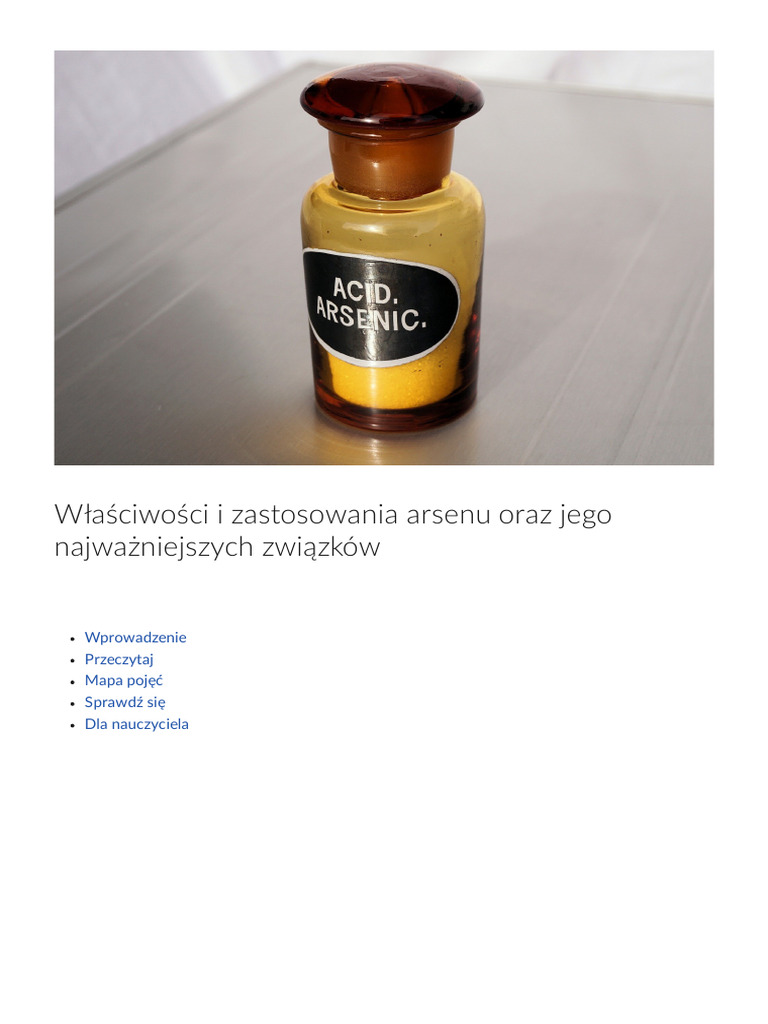Wlasciwosci I Zastosowania Arsenu Oraz Jego Najwazniejszych Zwiazkow | PDF Wlasciwosci I Zastosowania Arsenu Oraz Jego Najwazniejszych Zwiazkow | PDF