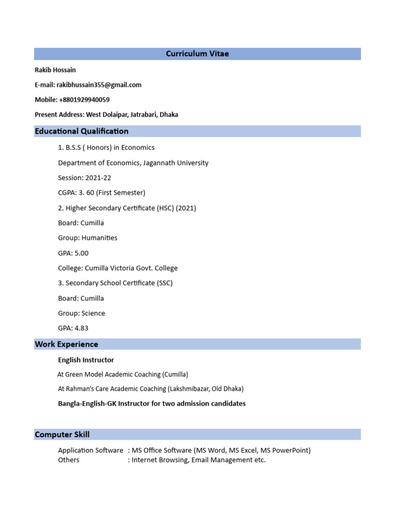 Curriculum Vita (Amar) | PDF