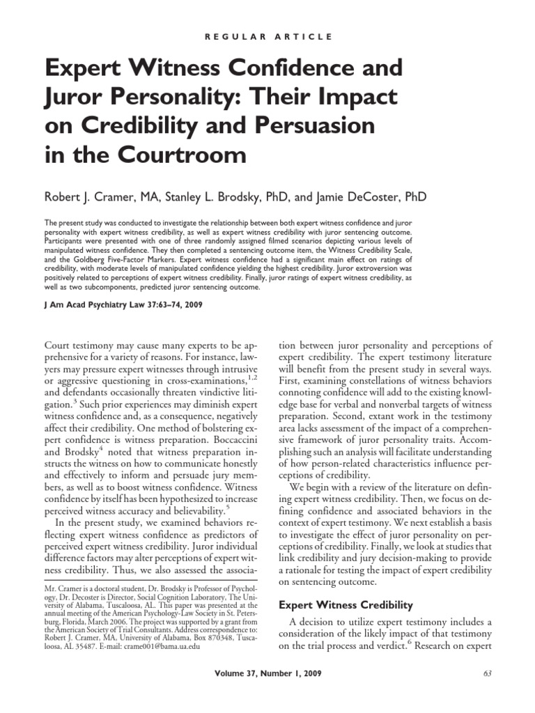 Expert Witness and Impact To Jury in Court | PDF | Witness | Credibility