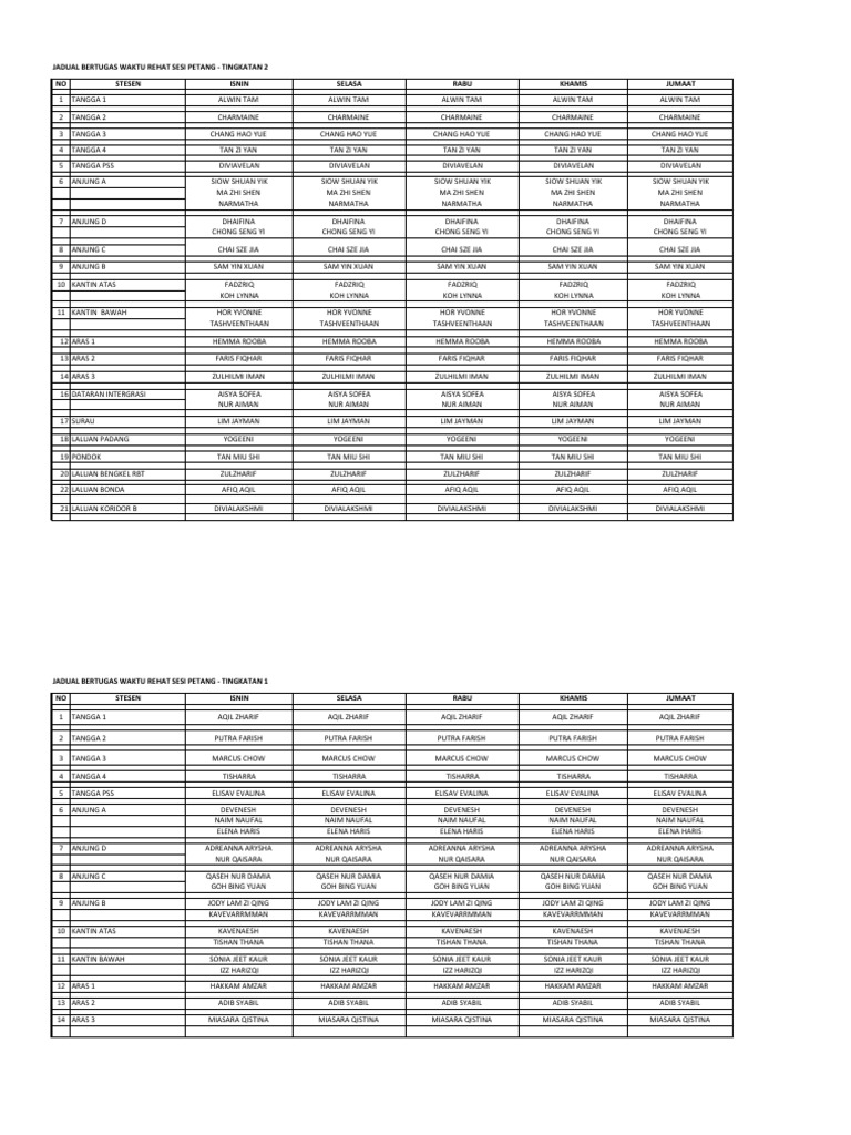 Jadual Tugas Rehat June (4) 11 | PDF