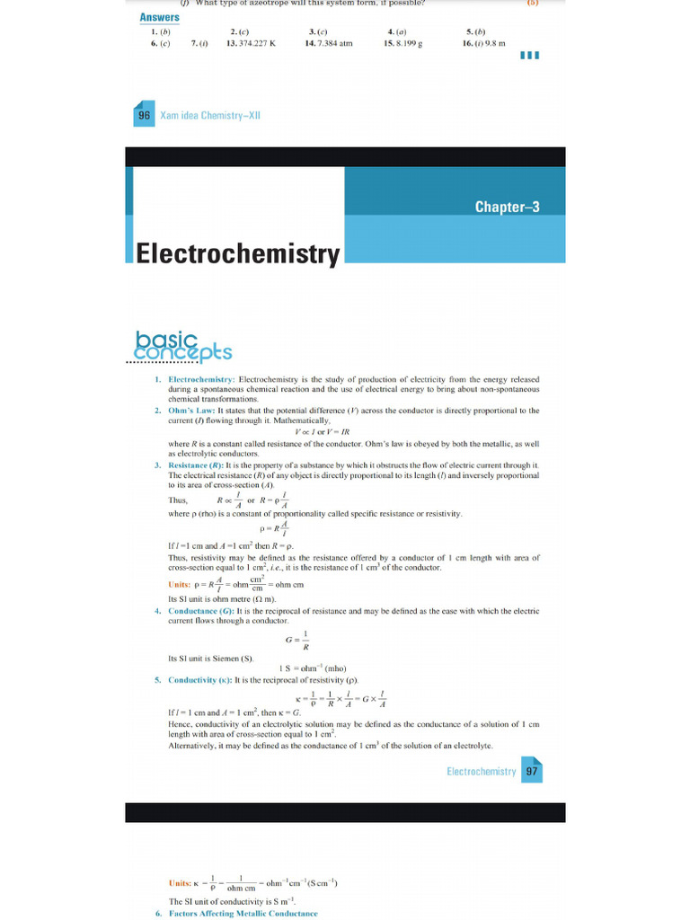 Electro Chemistry Notes | PDF