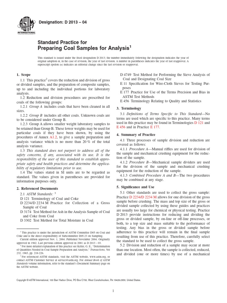 Preparing Coal Samples For Analysis | PDF | Sampling (Statistics ...