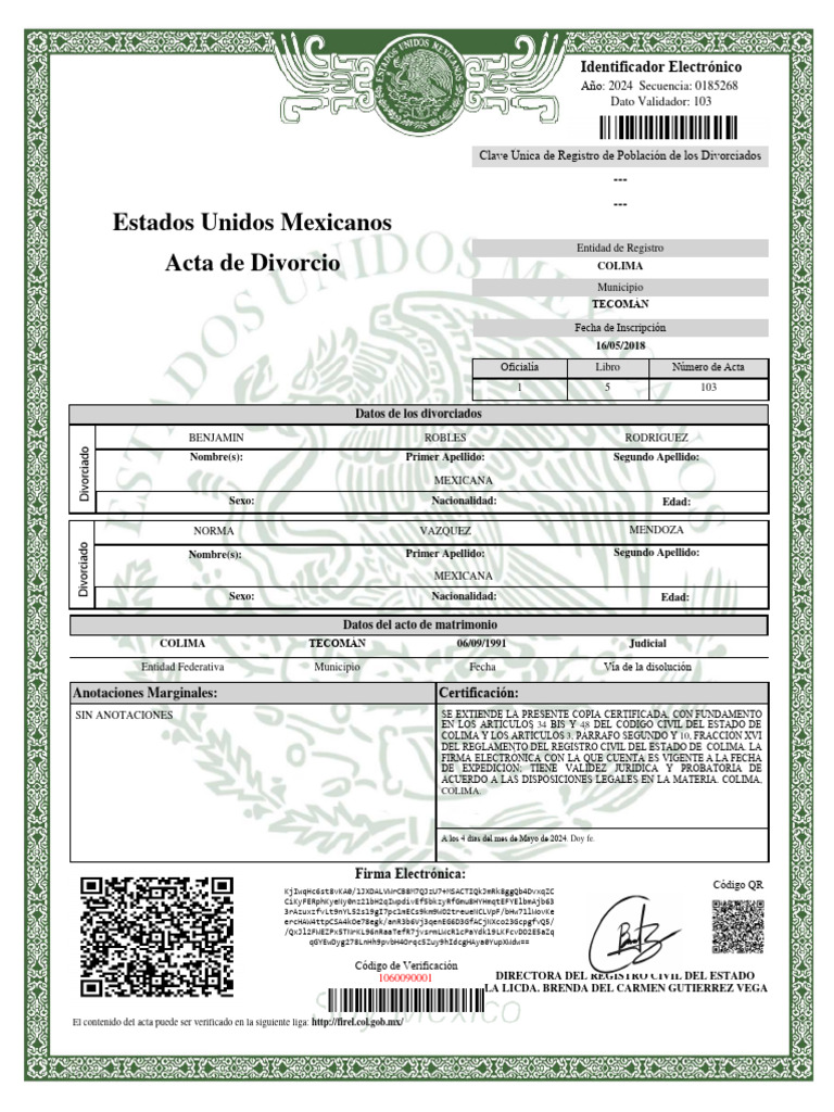 Acta de Divorcio | Descargar gratis PDF | Instituciones sociales | Justicia