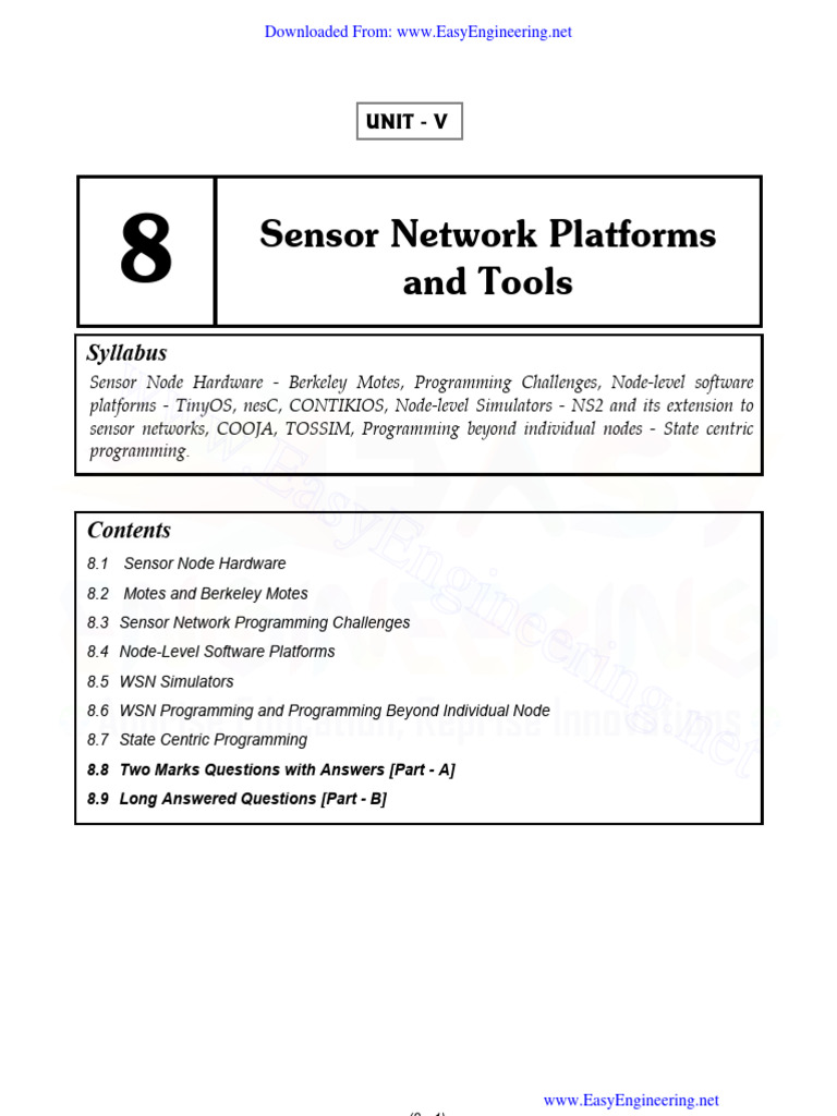 EC8702 Unit 5 | PDF | Wireless Sensor Network | Computer Network