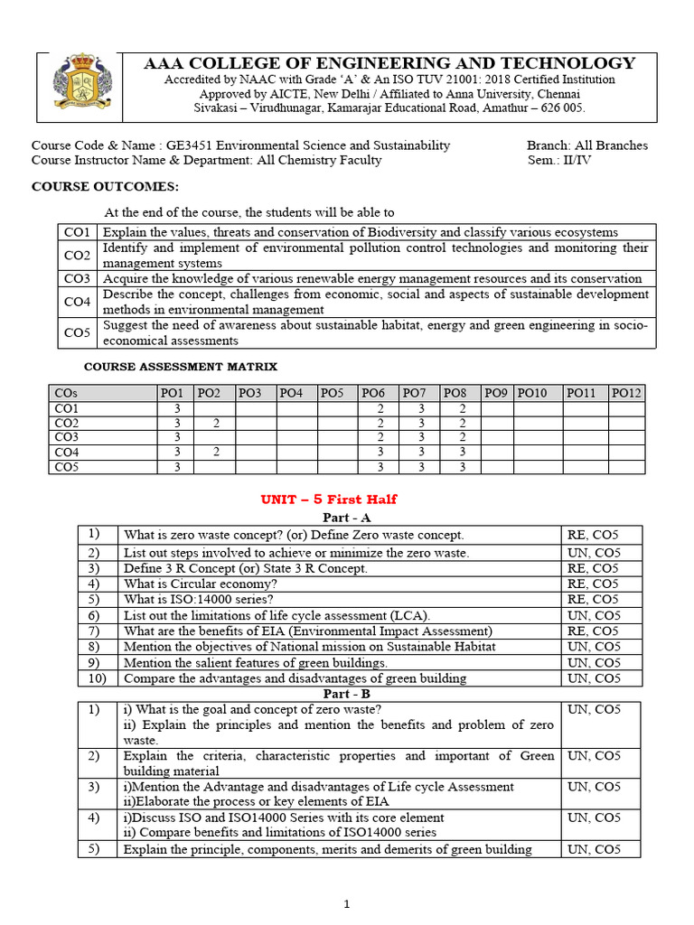 Unit 5 - QB | PDF | Green Building | Sustainability