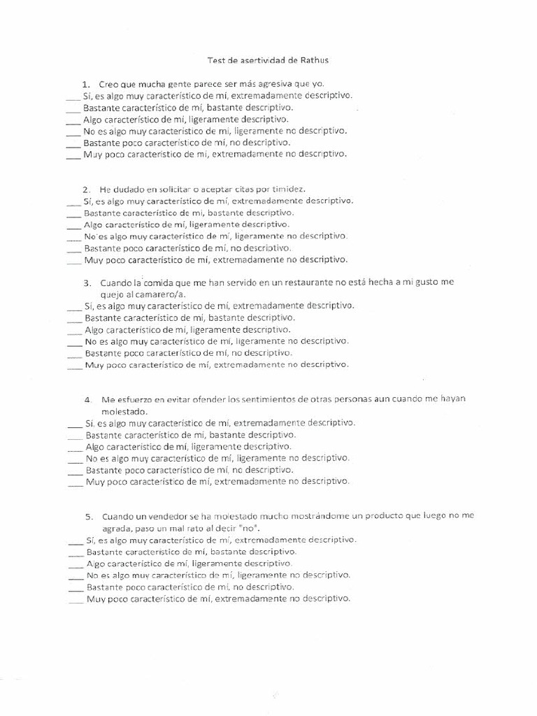 Asertividad Rathus | PDF