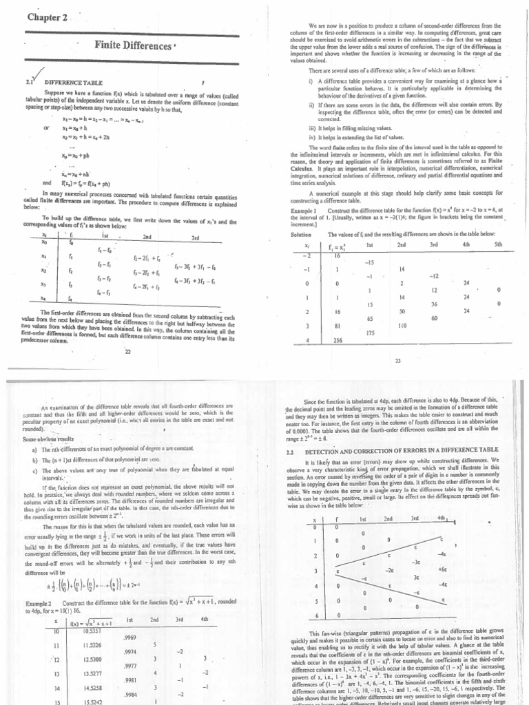 Chapter 2 And 3 Finite Differences And Interpolation Corrected 1 Pdf