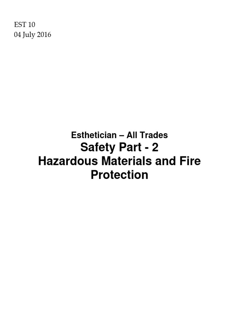 EST 10 Safety Part 2 Hazardous Materials and Fire Protection | PDF ...