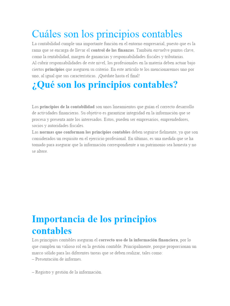 Cuáles son los principios contables | Descargar gratis PDF | Balance de ...