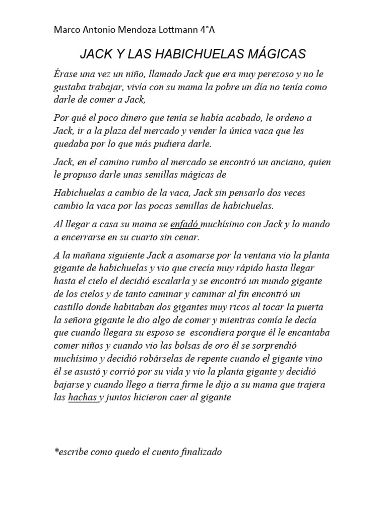 Jack y las Habichuelas Mágicas | PDF