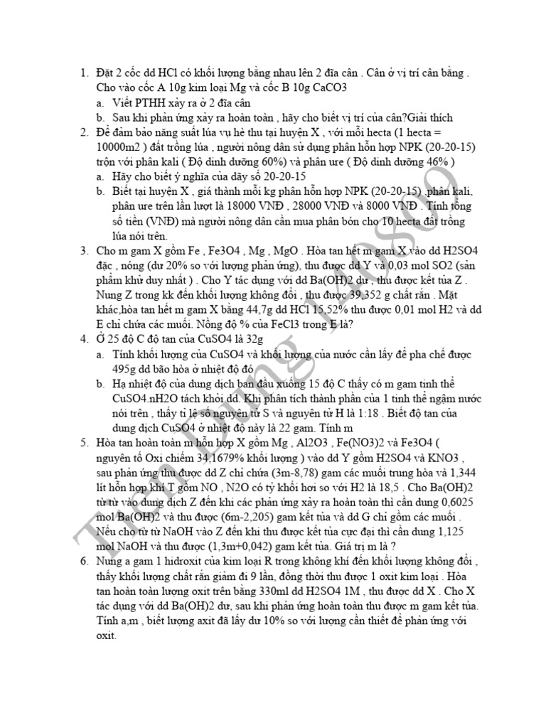 100 Bai Tap Hoa Hoc Hay | PDF