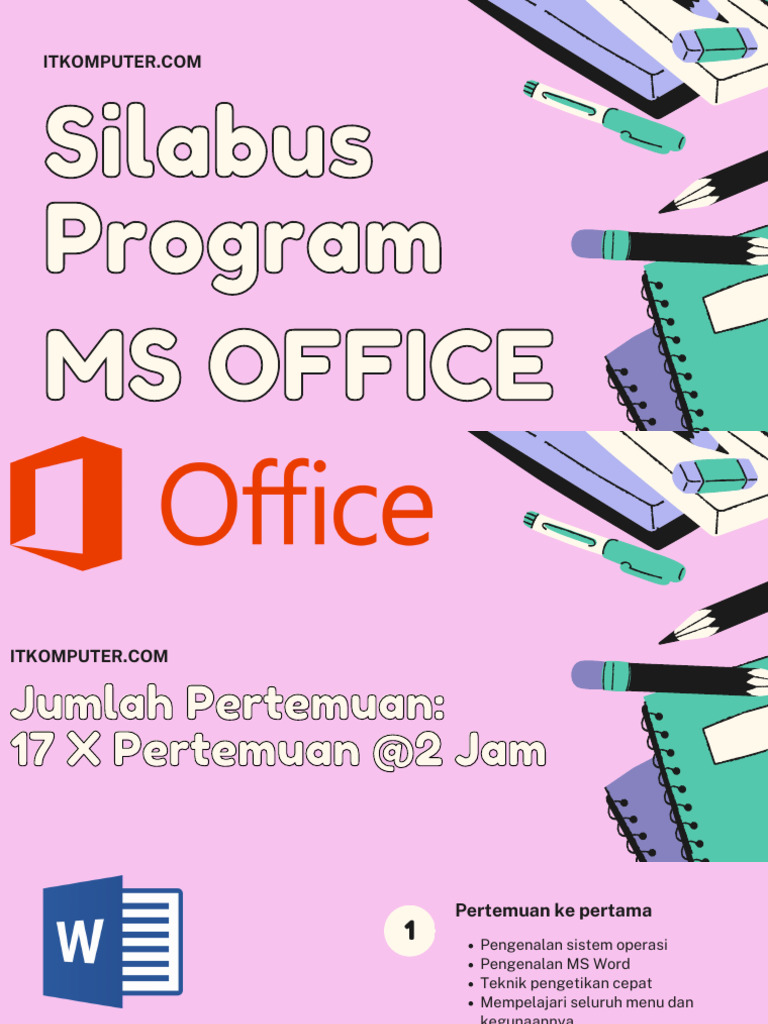 Silabus Pelatihan MS Office 17 Pertemuan | PDF | Seni | Komputer
