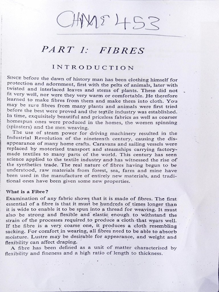 CHM 453 Fibre Note Study | PDF