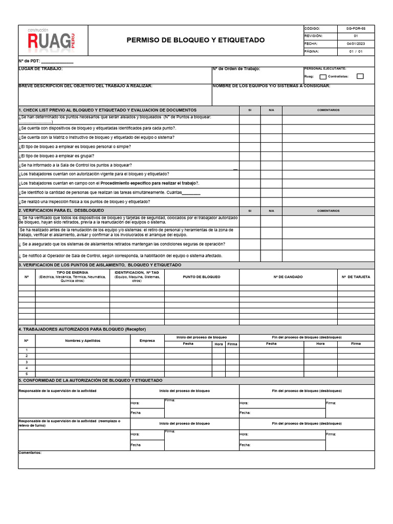 55 SG-FOR-55 PERMISO DE BLOQUEO Y ETIQUETADO | Descargar gratis PDF ...