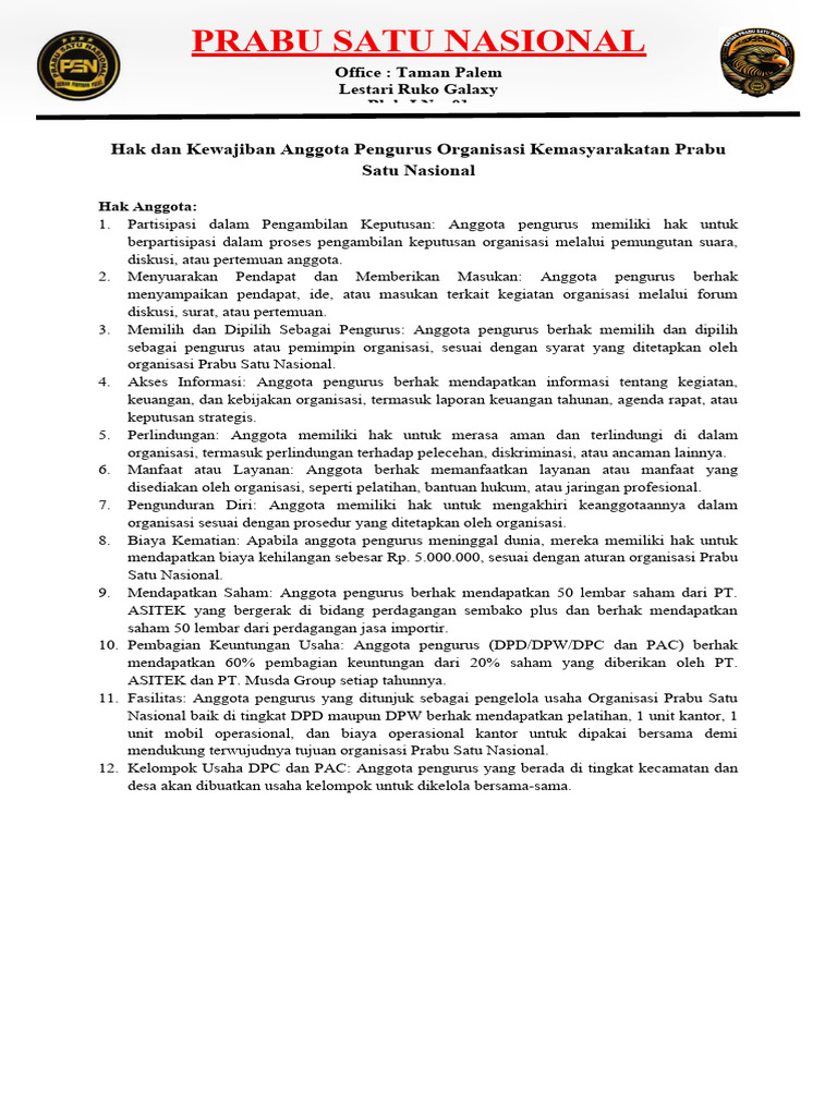 Form Menjadi Anggota Pengurus PSN 1 1 | PDF