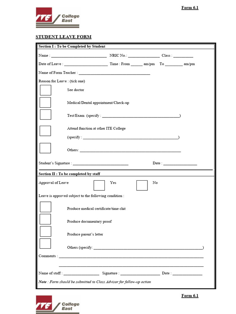 Student Leave Form | Download Free PDF | Health Care | Medicine