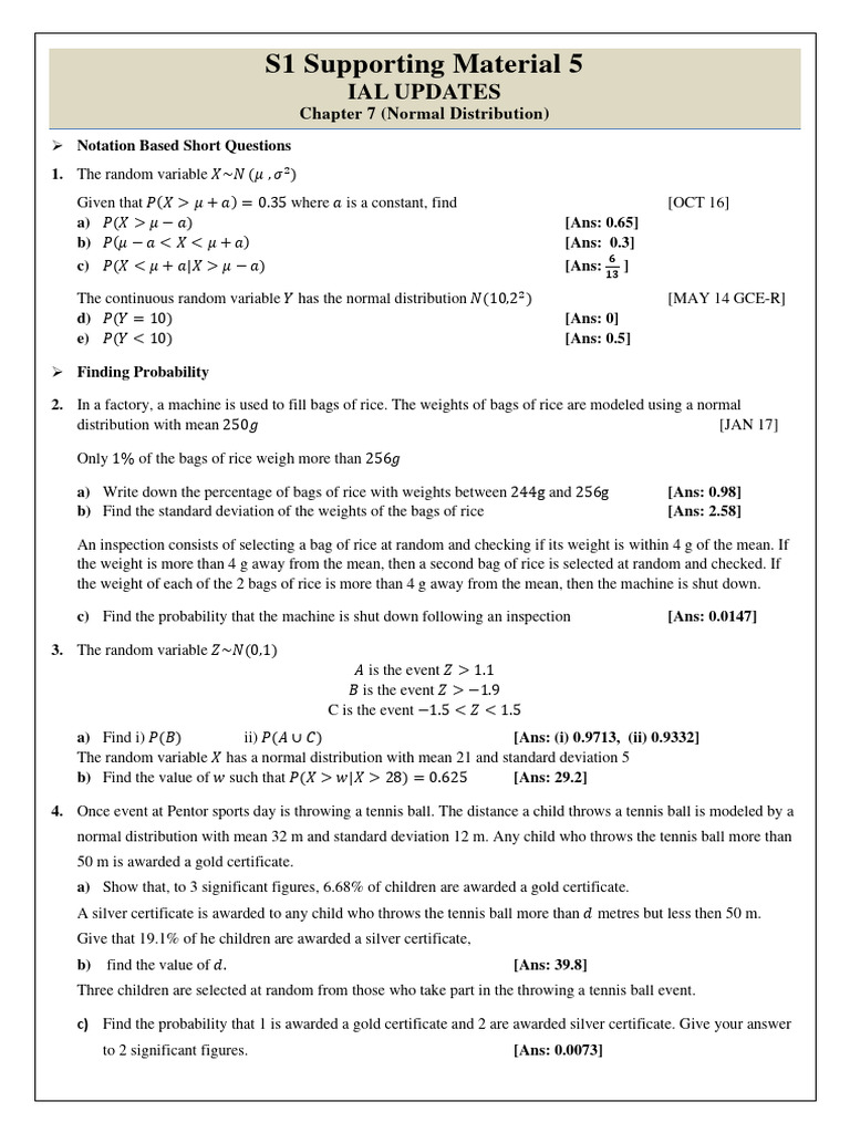 S1 Supporting Material 5 - CH 7 (Normal Distribution) - IAL Updates ...