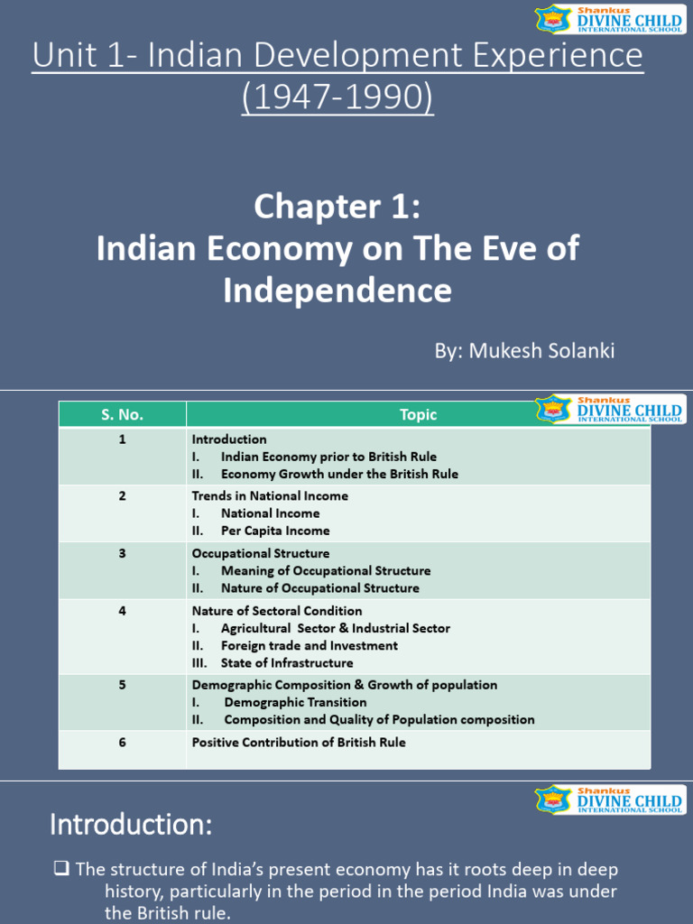 Indian Economy Ch-1 Indian Economy On The Eve of Independence | PDF ...