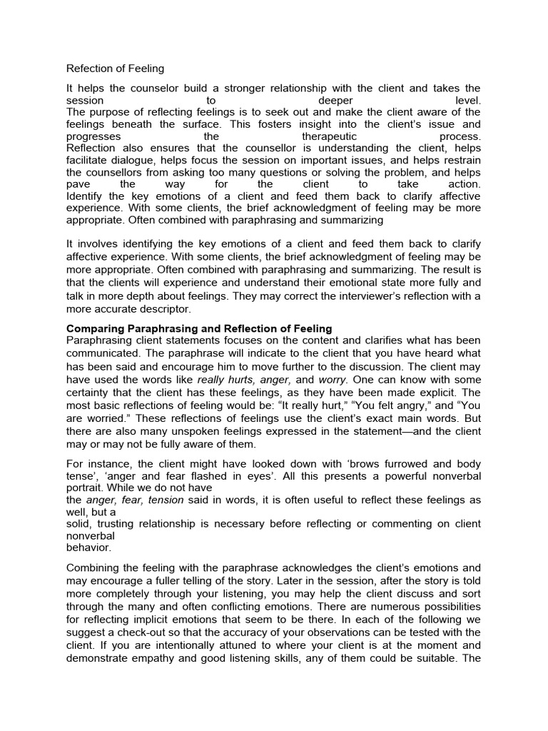 Reflection of Feeling - Content 2 | PDF | Emotions | Feeling